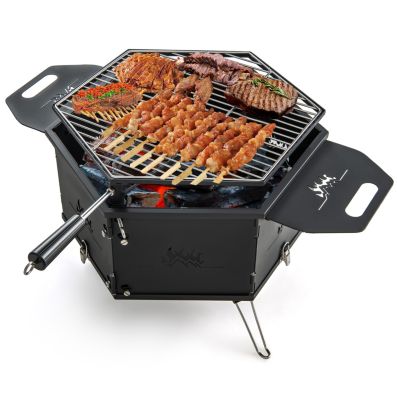 Barbecue de Charbon de Bois Portable avec Grille Rotative à 360 ...